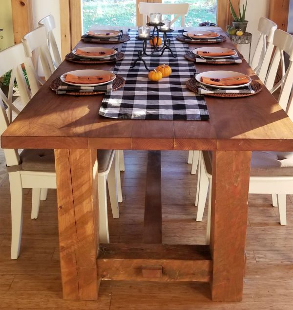 Rustic Farmer's Solid White Oak Dining Table - WoodworkingEntity